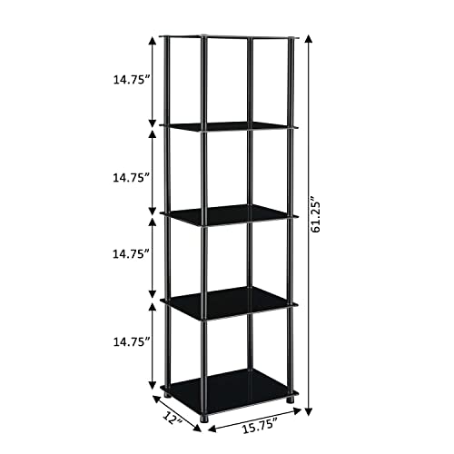 Convenience Concepts Designs2Go Classic Glass 5 Tier Tower, Black Glass