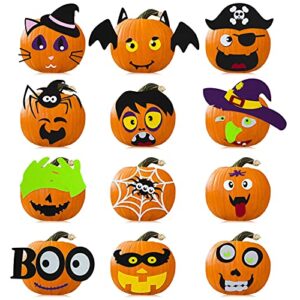 halloween pumpkin sticker 12 pcs halloween felt stickers glitter felt stickers self adhesive pumpkin decorating for kids halloween pumpkin face stickers crafts