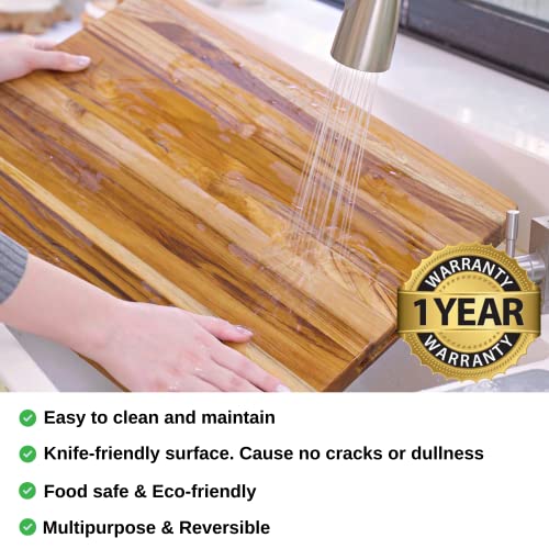 BEEFURNI Teak Wood Cutting Board with Hand Grip, Wooden Cutting Boards for Kitchen Medium, Chopping Board Wood, Gifts for Mom, Mothers Day Gifts, (Medium, 20 x 15 x 1.25 inches)