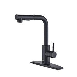 forious matte black kitchen faucets with pull down sprayer, single handle kitchen sink faucet with pull out sprayer