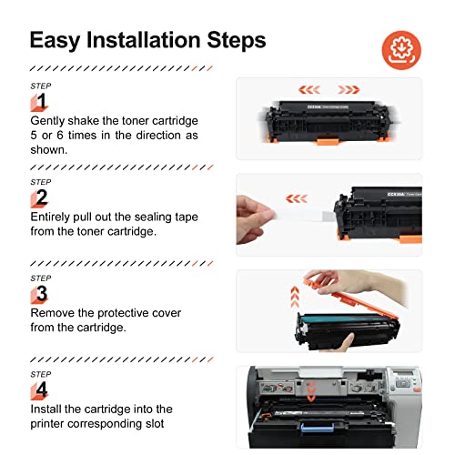 v4ink Remanufactured Toner Cartridge Replacement for HP 304A CC530A CC531A CC532A CC533A use with HP LaserJet CP2025n CP2025dn CP2025x CM2320 CM2320n CM2320fxi Tray_Toners_Cartridges_Printer (4-Pack)