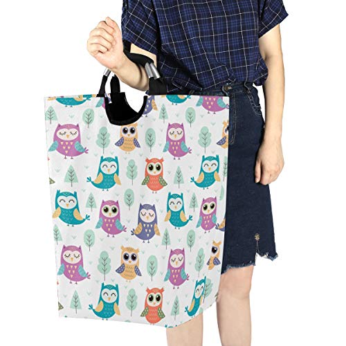 Qilmy 22.7’’ Tree Cute Owl Waterproof Foldable Laundry Hamper, Dirty Clothes Laundry Basket, Storage Organizer for Toy Collection