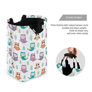 Qilmy 22.7’’ Tree Cute Owl Waterproof Foldable Laundry Hamper, Dirty Clothes Laundry Basket, Storage Organizer for Toy Collection