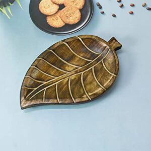 Ajuny Decorative Wooden Tray Platter for Serving Snacks Fruits Hand Carving Home Gifts