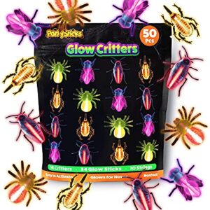 Glow Critters Fake Bugs Glow in the Dark Party Favors (50 Count) - Glow Sticks Party Favors - Glow in the Dark Party Supplies