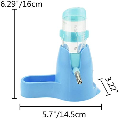 3 in 1 Hamster Hanging Water Bottle Small Animal Auto Dispenser with Stand Base for Hamster Rat Gerbil Mouse Chinchillas Squirrel Guinea Pig Ferret Rabbit Cage Toy (Blue)