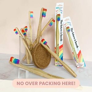 The Future is Bamboo – Rainbow Bamboo Toothbrush for Kids, Pack of 4 Children’s Bamboo Toothbrushes with Soft Wave Bristles