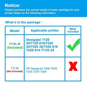 LCL Compatible Ink Cartridge Pigment Replacement for HP 711XL 711 XL CZ131A CZ1354A Designjet T120 24 T120 610 T520 24 T520 36 T520 610 T520 914 T125 24 (3-Pack Magenta)