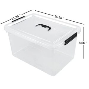 Zerdyne 17.5 L Clear Plastic Storage Box, 4-Pack Latch Storage Bin