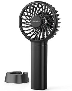 easyacc mini portable fan mini handheld fan, 3 speed usb c rechargeable battery operated fan pocket fan, personal fan with lanyard and base cooling desk fan for kids women for travel indoor outdoor