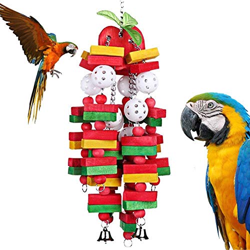 Litewoo Large Bird Parrot Swing Toys, Colorful Apple Shape Chew Wood Toy for Medium Large Bird and Parrot