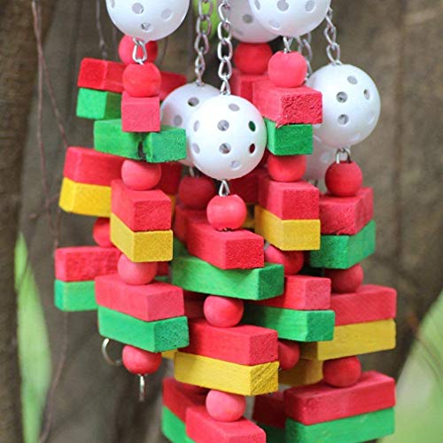 Litewoo Large Bird Parrot Swing Toys, Colorful Apple Shape Chew Wood Toy for Medium Large Bird and Parrot