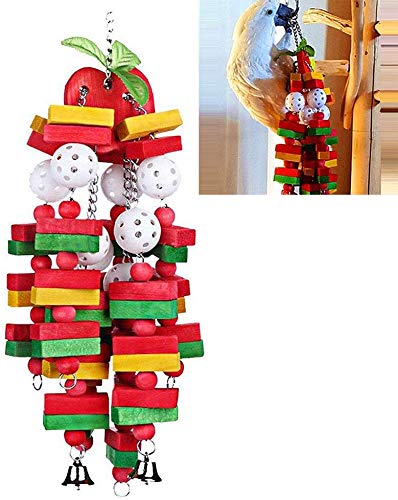 Litewoo Large Bird Parrot Swing Toys, Colorful Apple Shape Chew Wood Toy for Medium Large Bird and Parrot