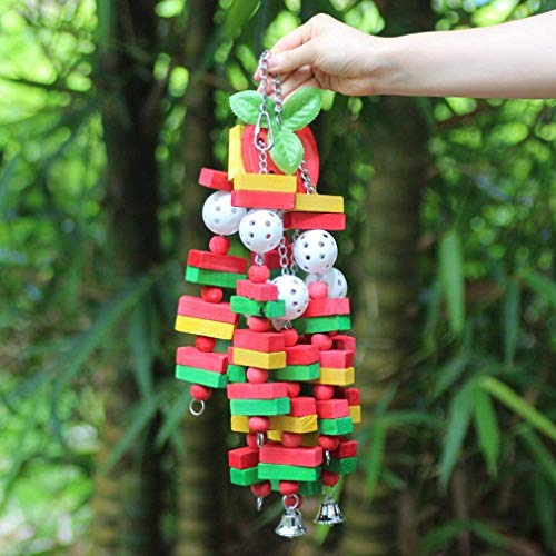 Litewoo Large Bird Parrot Swing Toys, Colorful Apple Shape Chew Wood Toy for Medium Large Bird and Parrot