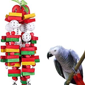 Litewoo Large Bird Parrot Swing Toys, Colorful Apple Shape Chew Wood Toy for Medium Large Bird and Parrot