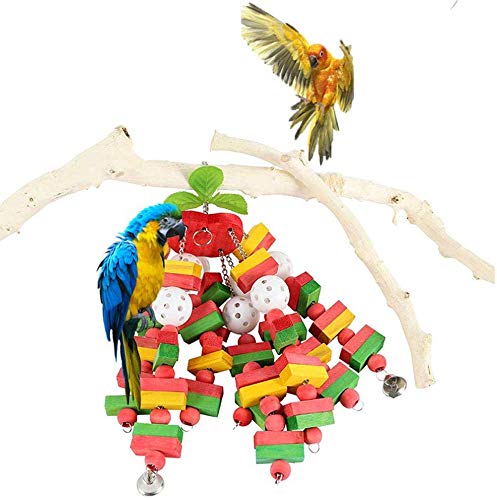 Litewoo Large Bird Parrot Swing Toys, Colorful Apple Shape Chew Wood Toy for Medium Large Bird and Parrot