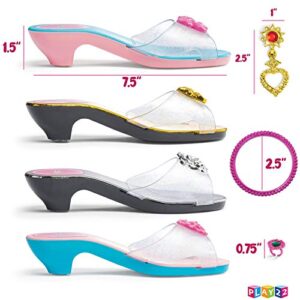 Play22 Princess Dress Up Shoes - 18pc Princess Toys for Little Girls - Toddler Dress Up Jewelry Toy Heels - 4 5 Year Old Girl Birthday Gifts – 4 Pairs of Shoes 2 Earrings 3 Bracelets and 3 Rings.