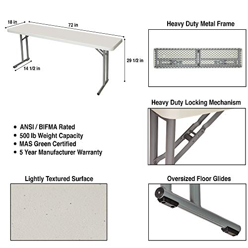 OEF Furnishings 6 Foot Heavy Duty Seminar Folding Table, 18" x 72", Light Grey