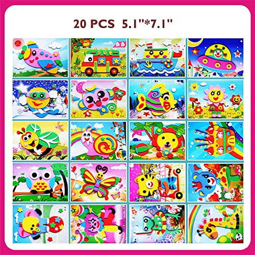 Ahua 3D EVA Foam Stickers for Toddlers 20PCS DIY Cartoon Animal Painting Stickers Preschool Art Class Drawing Sticker Puzzle Art Craft Kit for Kids Boys Girls Age 3,4,5