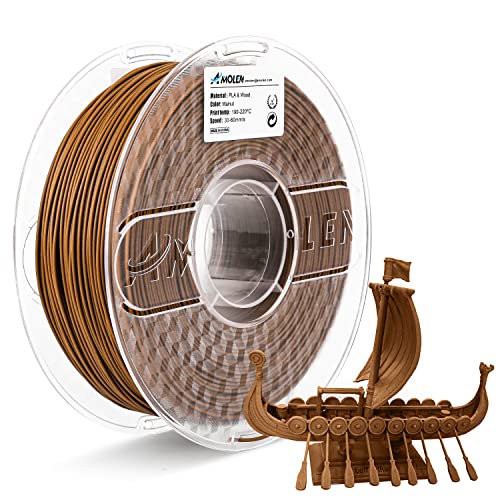 AMOLEN Dark Wood Walnut PLA Filament 1.75mm,Walnut 3D Printer Filament with 30% Real Wood Fiber,Wood Filament,1KG