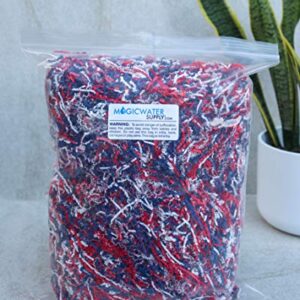 MagicWater Supply Soft & Thin Cut Crinkle Paper Shred Filler (1 LB) for Gift Wrapping & Basket Filling - Red, White and Blue