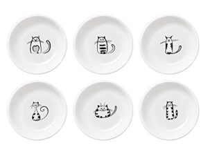 fuyu 6pcs cute cat ceramic sauce dish seasoning dish dessert plate snack plate side dish, 4 inches