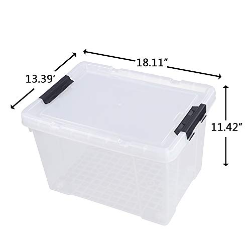 Tstorage 40 Quart Clear Plastic Storage Box with Lid and Wheels, Large Storage Bin, 4 Packs