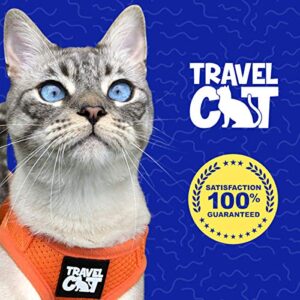 Travel Cat Harness and Leash Set - Adjustable Comfort Fit Mesh Vest Harnesses with Reflective Strap - Snug Fit Harness for Cats, Kitten for Outdoor Walking, Orange, Small (Chest 13-15.5 inch)