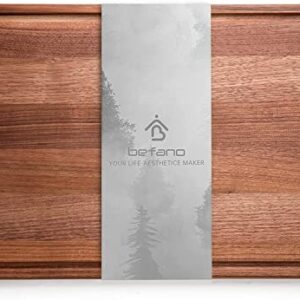 Befano Large Black Walnut Cutting Board for Kitchen, Reversible with Juice Groove, Charcuterie, Cheese Board, Serving Tray, Chopping Board for Meat, Bread(Gift Box Included)18x12 Inches