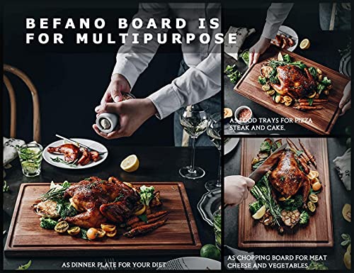 Befano Large Black Walnut Cutting Board for Kitchen, Reversible with Juice Groove, Charcuterie, Cheese Board, Serving Tray, Chopping Board for Meat, Bread(Gift Box Included)18x12 Inches