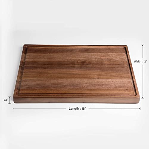 Befano Large Black Walnut Cutting Board for Kitchen, Reversible with Juice Groove, Charcuterie, Cheese Board, Serving Tray, Chopping Board for Meat, Bread(Gift Box Included)18x12 Inches