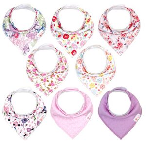 civarua kids baby bandana drooling bibs for girls, 8 pack soft and 100% organic cotton bandana bibs for drooling and teething, unisex teething bibs set for infant (printing)