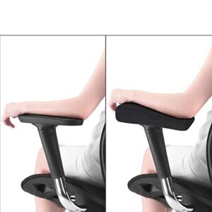 MOSISO Chair Armrest Covers, Ergonomic Memory Foam Curved Chair Arm Pads Comfortable Home Office Gaming Chair Cushion Adjustable Washable Elbow Support Forearm Pressure Relief (2 Pack), Black