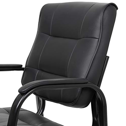 ZenStyle Office Leather Guest Chairs, Office Reception Chairs Executive Side Chair with Bonded Leather and Black Metal Frame for Waiting Room, Conference