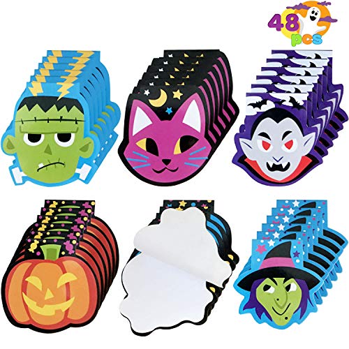 JOYIN 48 Pcs Halloween Spooky Characters Mini Notepad Set in 6 Designs, Halloween Note Pads Trick or Treat Gifts Set for Kids Halloween Party Favors Classroom Favors Halloween Goodie Bag Fillers