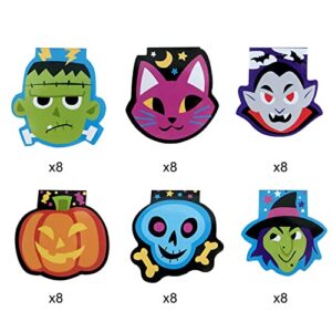 JOYIN 48 Pcs Halloween Spooky Characters Mini Notepad Set in 6 Designs, Halloween Note Pads Trick or Treat Gifts Set for Kids Halloween Party Favors Classroom Favors Halloween Goodie Bag Fillers