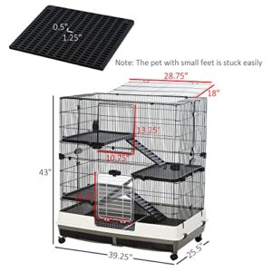 PawHut 4-Level Small Animal Cage Hutch with Wheels, Removable Tray, Platform and Ramp for Rabbit Bunny, Chinchillas, Ferret, Hedgehog & Gerbils