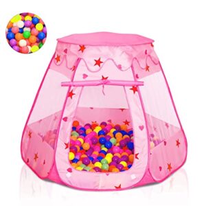 wilhunter baby ball pit for toddler with 50 balls, kids pop up play tent for girls, princess toys for children indoor & outdoor playhouse with carry bag