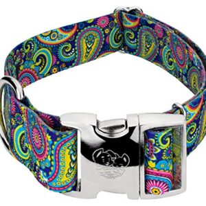 Country Brook Petz - 1 1/2 Inch Premium Bright Paisley Dog Collar, Large