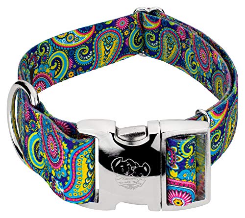 Country Brook Petz - 1 1/2 Inch Premium Bright Paisley Dog Collar, Large