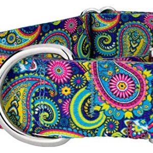 Country Brook Petz - 1 1/2 Inch Premium Bright Paisley Dog Collar, Large