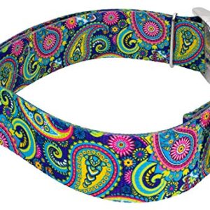 Country Brook Petz - 1 1/2 Inch Premium Bright Paisley Dog Collar, Large