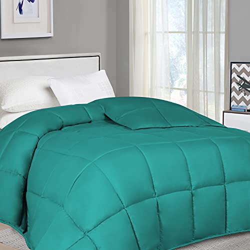 SUPERIOR Down Alternative All Season Comforter, Medium Fill Weight, Perfect for Winter and Summer, Bedding for Bed, Breathable and Comfortable Bedding Duvet Inserts & Bed Sets, Full/Queen, Turquoise