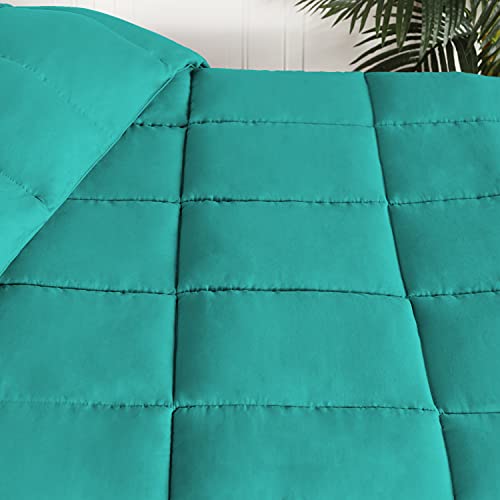 SUPERIOR Down Alternative All Season Comforter, Medium Fill Weight, Perfect for Winter and Summer, Bedding for Bed, Breathable and Comfortable Bedding Duvet Inserts & Bed Sets, Full/Queen, Turquoise