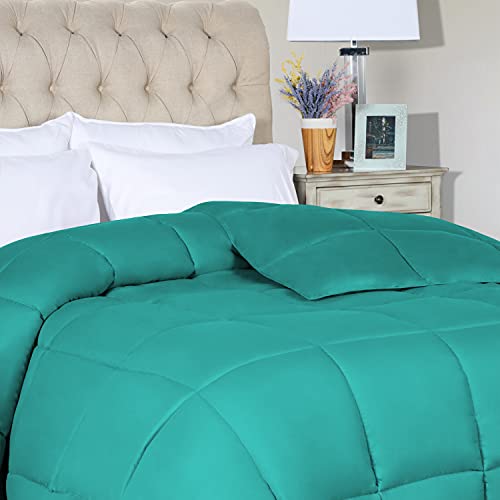 SUPERIOR Down Alternative All Season Comforter, Medium Fill Weight, Perfect for Winter and Summer, Bedding for Bed, Breathable and Comfortable Bedding Duvet Inserts & Bed Sets, Full/Queen, Turquoise