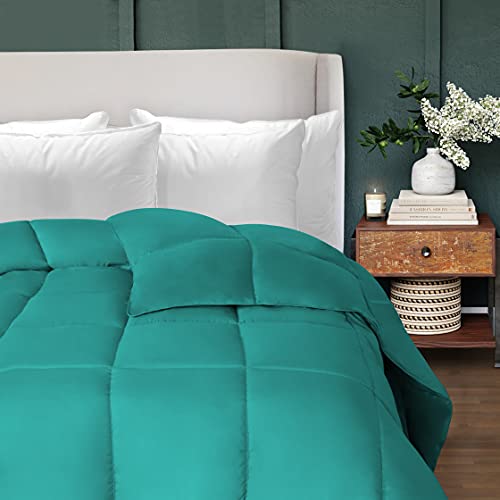 SUPERIOR Down Alternative All Season Comforter, Medium Fill Weight, Perfect for Winter and Summer, Bedding for Bed, Breathable and Comfortable Bedding Duvet Inserts & Bed Sets, Full/Queen, Turquoise