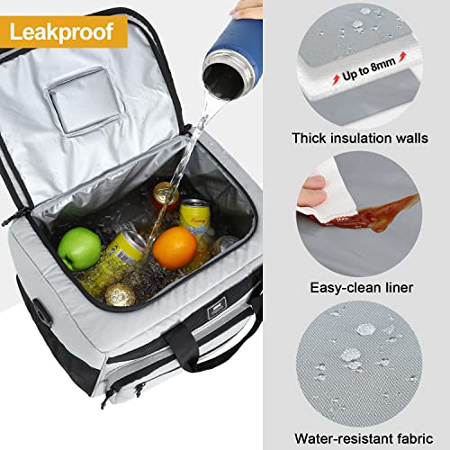 MIER 30L Extra Large Soft Cooler Bag with Bottle Opener for Camping Beach BBQ Grocery Golf Leakproof Picnic Lunch Bag, Collapsible, Top Flip Lid, 45Can (Grey)