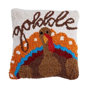 mud pie thanksgiving mini hook pillow, square 8" x 8", white