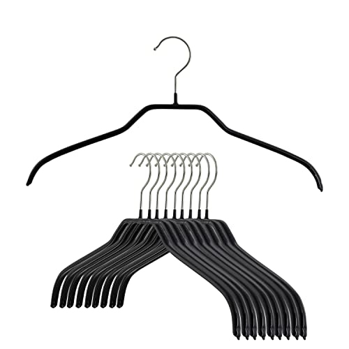 Mawa by Reston Lloyd Silhouette Series Non Slip Space Saving Narrow Clothing Hanger, Style 36-F, Set of 10, Black