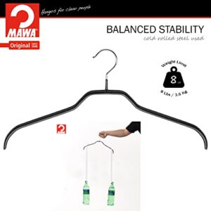 Mawa by Reston Lloyd Silhouette Series Non Slip Space Saving Narrow Clothing Hanger, Style 36-F, Set of 10, Black